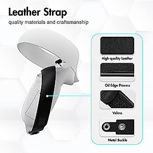 AMVR Touch Controller Grips for Oculus Quest 2 - Adjustable Leather Hand Straps with Battery Door Open Accessories, Meta Quest2 Elastic Handband Anti Throw, Relax Hands Enhance Holding