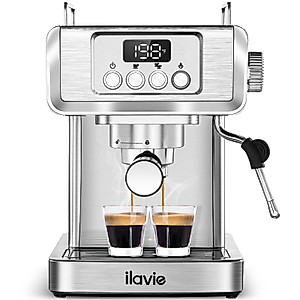 ILAVIE Espresso Machine 20 Bar, Professional Espresso Maker Cappuccino Machine with Steam Milk Frother, Stainless Steel Espresso Coffee Machine with 61oz Removable Water Tank, for Home Office Dad Mom