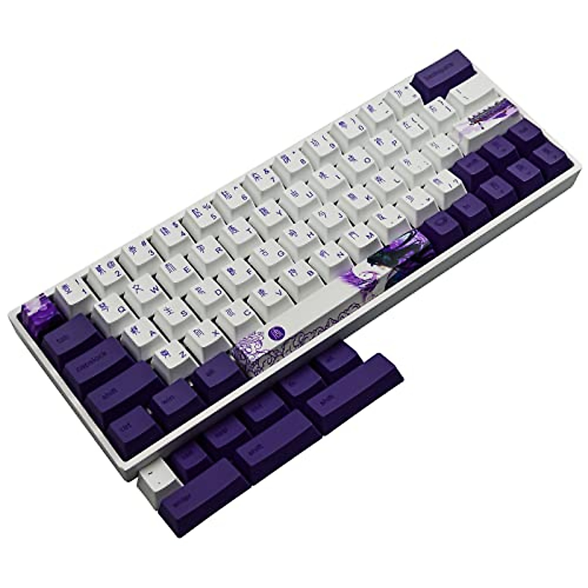68 Keycap PBT OEM Height Five-Sided Sublimation Compatible with GH60 / GK64 / GK61 / 68/87/104/108 Mechanical Keyboard with Cherry MX Switch Purple Tang Dynasty 64 Keys