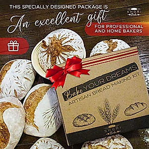 Shori Bake Banneton Bread Proofing Basket Set of 2 Round 9 Inch + Sourdough Bread Making Tools Kit, Baking Gifts for Bakers, Brotform Liner, Bread Lame, Dough Scraper, Bowl Scraper, Danish Dough Whisk