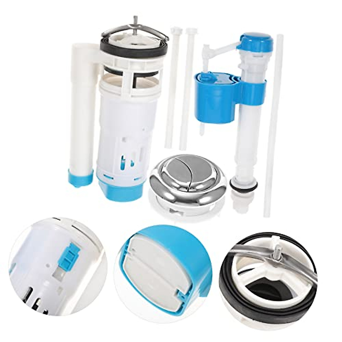 BETOOKY 1 Set Float Valve Water Valve Fill and Dual Flush Conversion System Toilet Flusher Replacement Kit Toilet Replacement Parts inside Tank Whelping Kit Mute Button Toilet Fill Valve