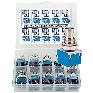 10 pcs 3pdt Stomp Footswitch incl PCB incl metal washer, for Guitar Pedal True Bypass foot switch 9 pin