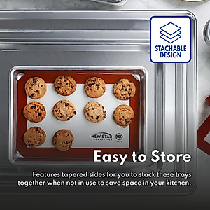 New Star Foodservice 36749 Commercial-Grade 16-Gauge Aluminum Sheet Pan/Bun Pan, 18" L x 26" W x 1" H (Full Size) | Measure Oven (Recommended)