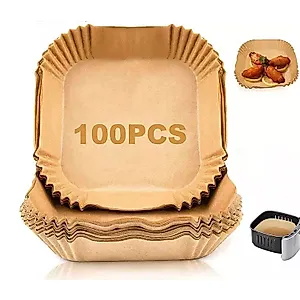 Premium airfryer liners (Pack of 100) - Non-Stick, Heat Resistant, and Hassle-Free Cooking with air fryer disposable paper liner, air fryer liners disposable