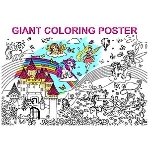 ALEX Art, Giant Coloring Poster - Unicorn and Fairy Wall Huge Coloring Posters for Kids - Large Coloring Poster to Color - Jumbo Coloring Sheets for Floor - Big Size Coloring Pages 38.5”x26.7”