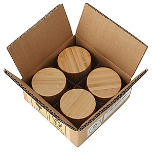 1.7 OZ/50 ML Clear Round Glass Jars with Bamboo Wood lids and Inner Liners, Travel Glass Jars, Refillable Cosmetic Containers for Lip Balm, Ointments, Lotion, Makeup, Eyeshadow, Slime, Paint and