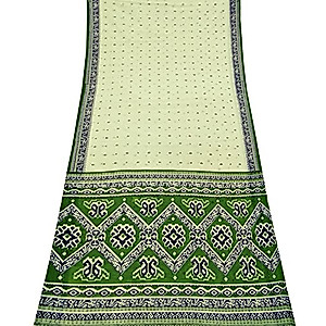 Peegli Cream Vintage Saree Floral Printed Dress Material Georgette Recycled Fabric Sari