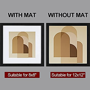 HEART ART 12x12 Black Picture Frame Set of 9, Display Pictures 8x8 with Mat or 12 x 12 without Mat, Multi Collage Gallery Square Photo Frames for Wall