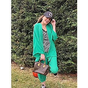 H&L Moda Women's Linen 2 Piece Outfits - Cropped Tank Top and Loose Fit Drawstring Pants Set (Green, L-XL)