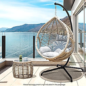 Chihee Hanging Egg Chair Stand,Strong Iron Hammock Chair Frame with Spring Hook Stable Base,Heavy Duty Swing Chair Stand 330 lbs,C Stand for Hanging Chair Indoor Outdoor Bedroom Patio Garden Balcony