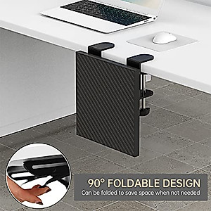 OUGIC Ergonomics Desk Extender Tray, 9.5"x9.1" Punch-Free Clamp on, Foldable Keyboard Drawer Tray, Table Mount Arm Wrist Rest Shelf, Computer Elbow Arm Support