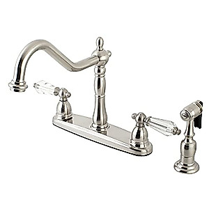 Kingston Brass KB1758WLLBS 8" Centerset Kitchen Faucet with Brass Sprayer, 8-5/8" in Spout Reach, Brushed Nickel