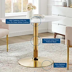 Modway Verne Modern Oval 48" Dining Table in Gold White