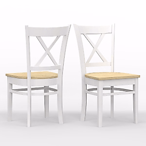 Glenwillow Home 5-PC - 42" Round Pedestal Dining Table + Cross Back Dining Chairs Dining Set in White/Natural