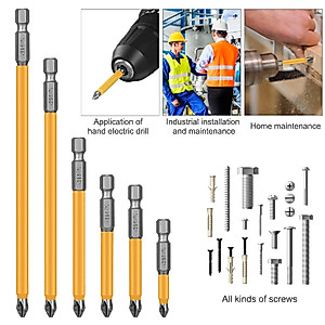 14 Pcs Magnetic Anti Slip Screwdriver Bits Set Magnetic Drill Bit Set Impact Driver Bit Set 1/4 Inch Hex Shank Cross Impact Driver Accessories for Power Tool, PH2(Orange)