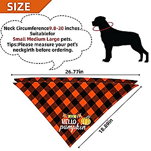 Chngeary Dog Bandana for Dogs(2 Pack),Classic Orange Plaid Style Thanksgiving Dog Bandana for Small Medium Large Dogs Accessories Triangle Dog Thanksgiving Scarf