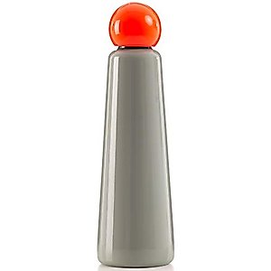 Stainless Steel Water Bottle | 750ml Insulated Water Bottle BPA Free | Cool and Modern Leak Proof Skittle Bottle Flask | Cold for 24+ Hours, Hot for 12 | Light Grey & Coral by Lund London