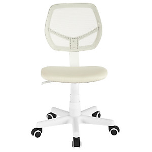 Urban Lifestyle Computer Office Rolling Swivel Task Desk Chair with Mesh Backrest and Caster Wheels, White with White Legs