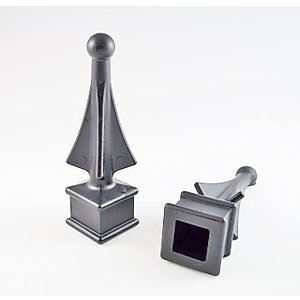 Retrospec Creations 25 Each for 5/8” Black Plastic Finial Tops for Iron Picket Fence 4-Sided Spire – #1-58