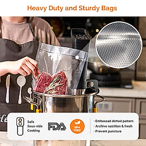 Vacuum Seal Bags, 8'' x 120' Food Vacuum Sealer Roll Keeper with Cutter for Food Saver, GERYON, Seal a Meal Vacuum Sealer Machine, Ideal for Food Storage/Meal Prep/Sous Vide