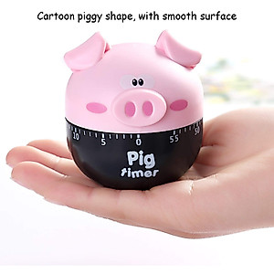 Kitchen Timer Cute Piggy Shape 60 Minutes Mechanical Manual Timer Accessories for Kids,Home Cooking Timer, Pink, 6.5 cm/2.6 in *7 cm/2.8 in