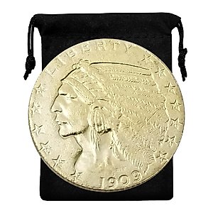 Kocreat Copy 1909-D Indian Head Eagle Gold Coin Five Dollars-Replica USA Souvenir Coin Lucky Coin Hobo Coin Morgan Dollar