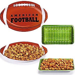 Cunhill Football Party Trays American Football Serving Trays Reusable Food Plates Football Snack Tray Dessert Platter for Football Party Supplies Kids Birthday Party Decoration (24 Pieces)