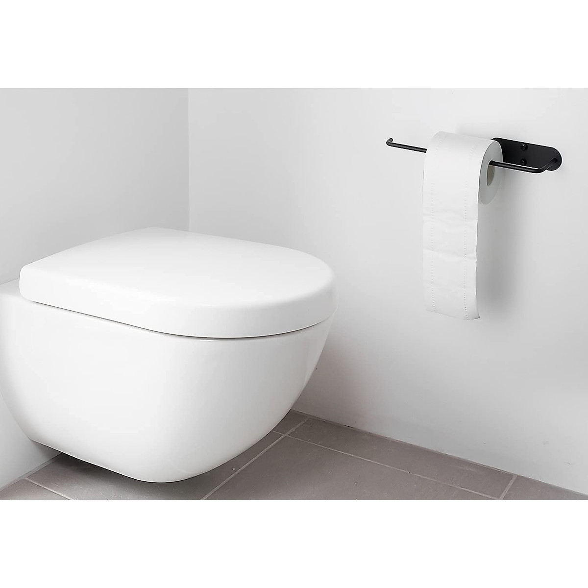 SpiCere Paper Towel Holder Under Cabinet, Adhesive or Wall Mount for Kitchen, Stainless Steel, Black