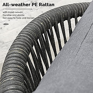 PURPLE LEAF 9 Pieces Patio Dining Sets All-Weather Wicker Outdoor Patio Furniture with Table All Aluminum Frame for Lawn Garden Backyard Deck Outdoor Dining Sets with Cushions and Pillows, Grey