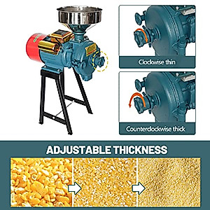 Electric Grinder, Woueniut High Power Adjustable Thickness Grain Mill Electric Dry Powder Machine for Spices Seeds Herb Rice Corn