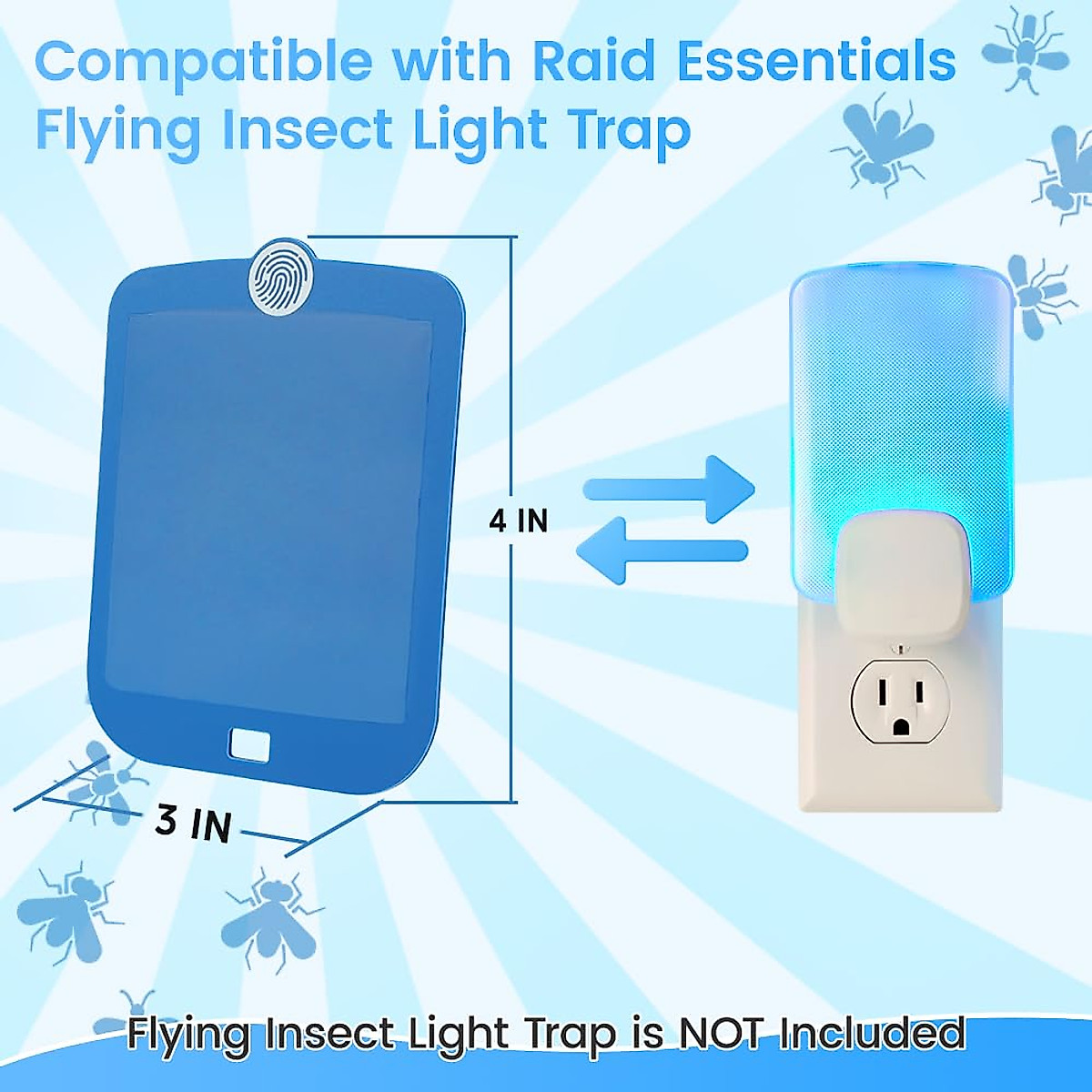 15 Pack Refill Cartridges Compatible with Raid Essentials Flying Insect Light Trap, Extra Sticky Refill Cartridges for Stem Flying Insect Light Trap for Effective Pest Control, Odorless and Pet Safe