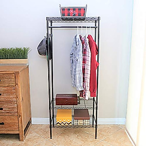 Apollo Hardware 3-Shelf Wire Shelving Garment Rack 14"x24"x60" (Black)