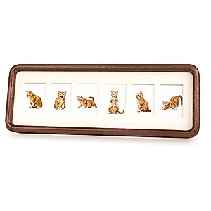 Solid Natural Wood Picture Frames with Mat for Wall Rustic Tabletop Collage Wall Decor Multi Openings Photo Frame 4x12/4x16 Matted to 1.5x2.5,Vertical or Horizontal Display for Wall (Walnut, 6 Opending)