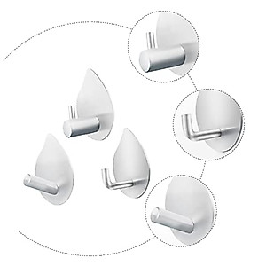 PLAFOPE Towel Robe 3pcs Heavy Adhesive Hook Steel Mount Hooks Sticky Towel for Bathroom Teardrop Wall Key Seamless Rack Hardware Stainless Kitchen on Coat Single Hanger Hanging Utility Metal Hangers