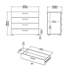 Tvilum Austin 4 Drawer Chest, White