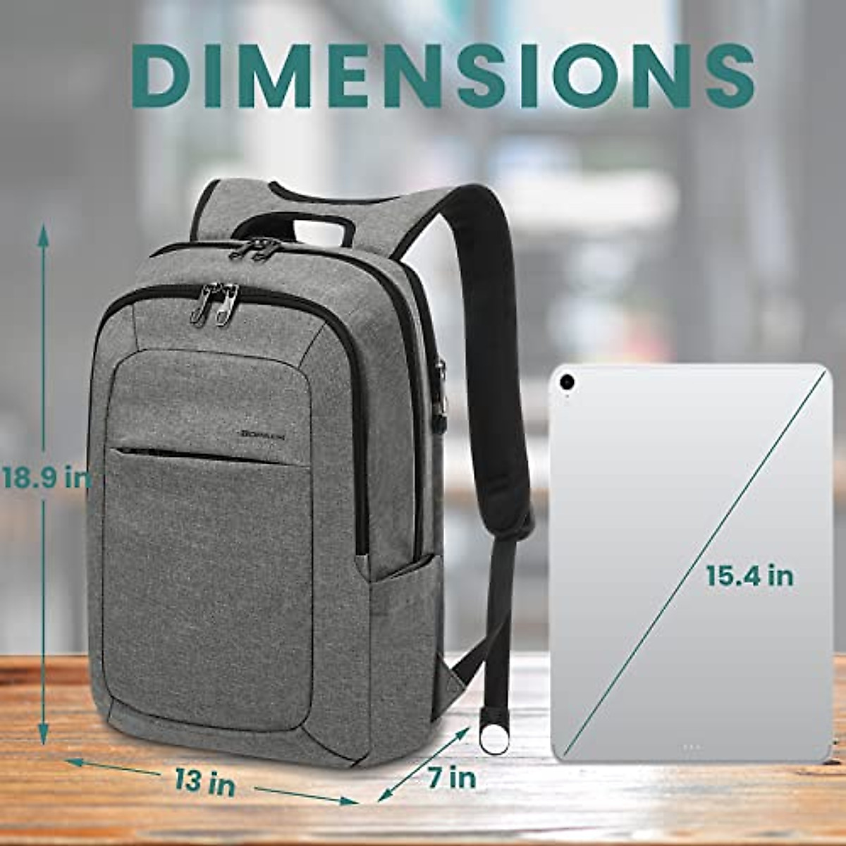 KOPACK Laptop Backpack, 15.6 Inch Slim Anti-Theft Laptop Backpack with USB Charging Port, Functional Travel Business College Commute Backpack, with Multiple Compartments for Men Women High Schoolers