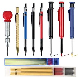 8 Pack Carpenter Pencils Set, Mechanical Construction Pencil with 60 Pcs Refills Construction Marking Tools Carbide Scribe Tool Kit for Construction Woodworking