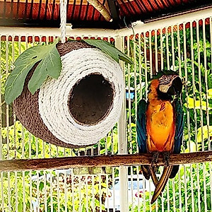 Coconut Bird House, Parrots Sparrows Coconut Nest,Coconut Shell Bird Nest House,Hand Woven Bird Nest for Parrots, Swallow, Conures, Sparrow