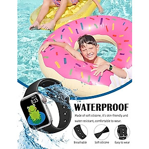 Khxriypha Kids Silicone Apple Watch Band Soft Sport Waterproof iWatch Strap for Boy Girl Small Wrists Compatible with Apple Watch Series 1/2/3/4/5/6/7/8/9/SE 38mm/40mm/41mm/42mm 44mm 45mm 49mm