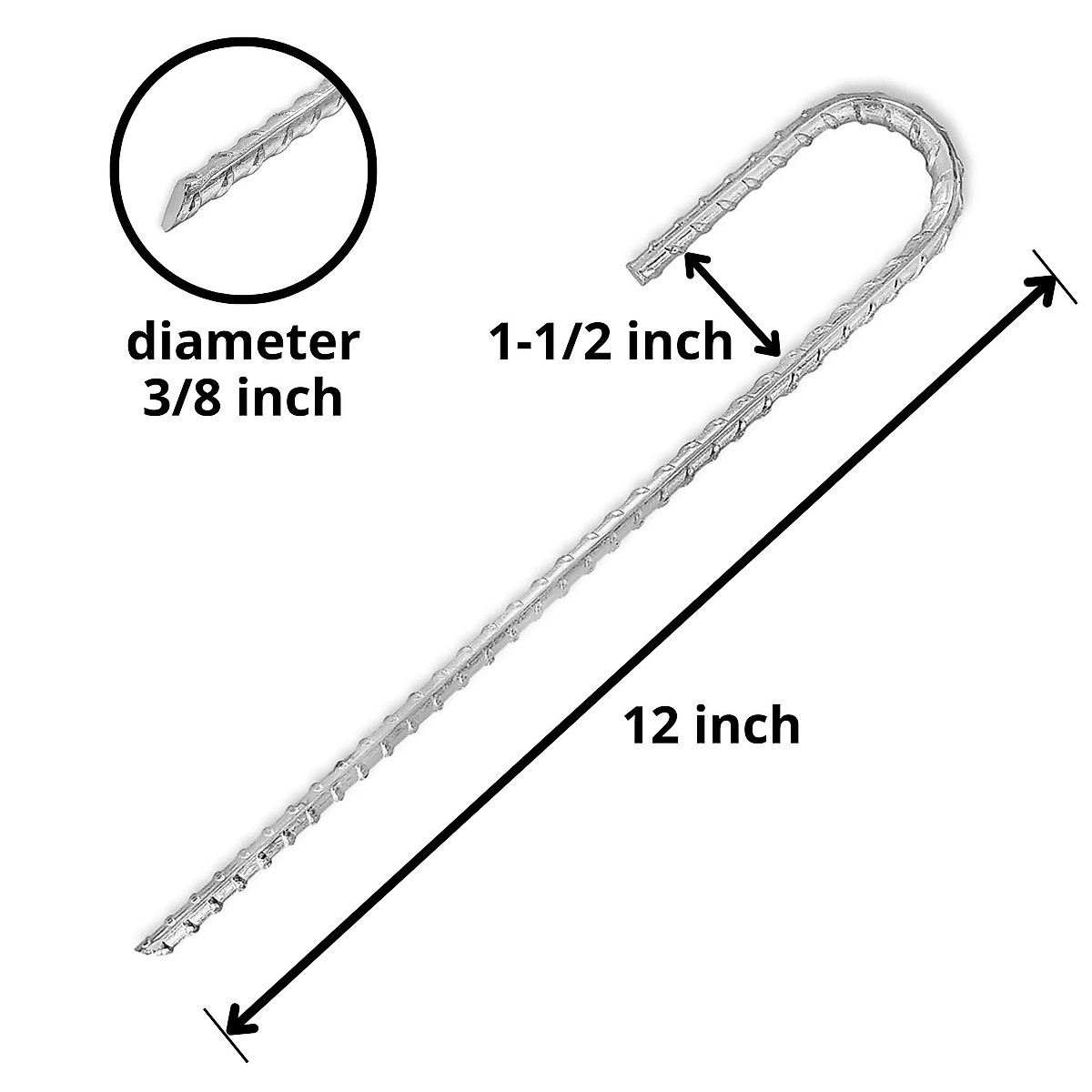 Tent Pegs Heavy Duty Extra Strong Galvanized Tent Stakes 12 inch Steel Tent Pegs for Garden Fence Sand