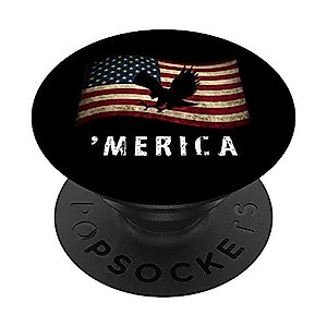 Merica American Eagle Vintage Retro Distressed USA Flag PopSockets Swappable PopGrip