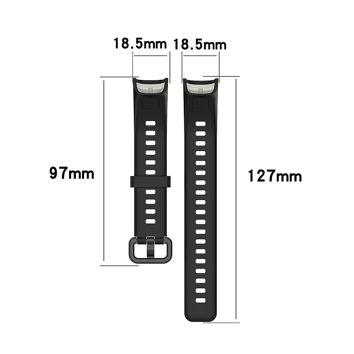 Huawei Band 4 & 5i Soft Silicone Waterproof Adjustable Sport Watch Strap Replacement Wristbands (Black)