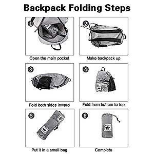 Peicees Lightweight Packable Backpack for Women Men Travel Hiking Waterproof Foldable Daypack Bag Collapsible Backpack 16 L