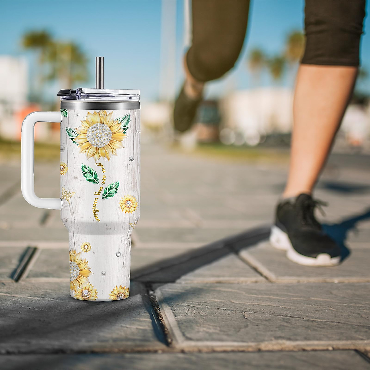 HYMONA Daughter Gifts from Mom Dad, 40oz Daughter Cup Tumbler with Handle, You Are My Sunshine Daughter Insulated Stainless Steel Travel Mug, Birthday Christmas Gifts for Daughter Coffee Travel Mug