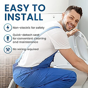 GenieBidet [ELONGATED] Bidet Attachment for Toilet Seat | Fits Your Current Toilet Seat - No Wiring & Easy Install | Self Cleaning Dual Nozzles, Rear & Feminine Cleaning | Travel Bidet Gift Included