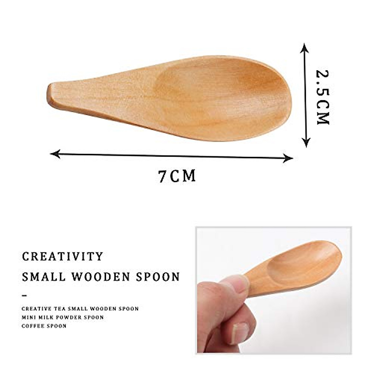 5 Pieces Mini Wooden Spoons, Small Salt Spoon with Short Handle Mini Wood Scoop for Spice Jars Tea Coffee Milk Powder, Natural Color