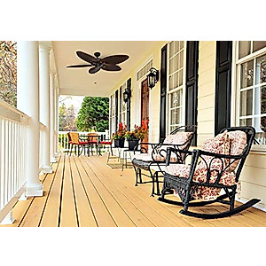 Honeywell Ceiling Fans Palm Island, 52 Inch Tropical Indoor Outdoor Ceiling Fan with No Light, Pull Chain, Three Mounting Options, 5 Palm Leaf Blades, Wet-Rated - 50207-01 (Bronze)