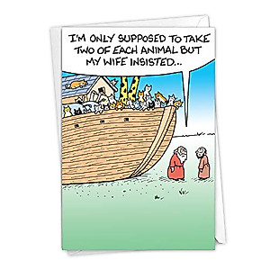 NobleWorks - 1 Funny Birthday Card Cartoons - Hilarious Comic Humor, Notecard with Envelope - Ark of Cats C9262BDG