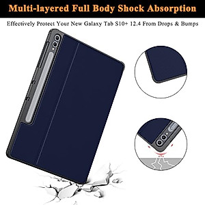 Soke Case for Samsung Galaxy Tab S10 Plus/Tab S9 Plus/S8+/S7 FE/S7+ 12.4-inch with S Pen Holder, Shockproof Stand Folio Cover for Galaxy Tablet S10 2024 12.4", Dark Blue