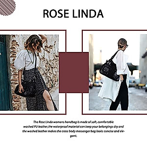 Rose Linda Hobo Bags and Handbags for Women Shoulder Bags Handbag with Multiple Pockets PU Leather Tote Bag